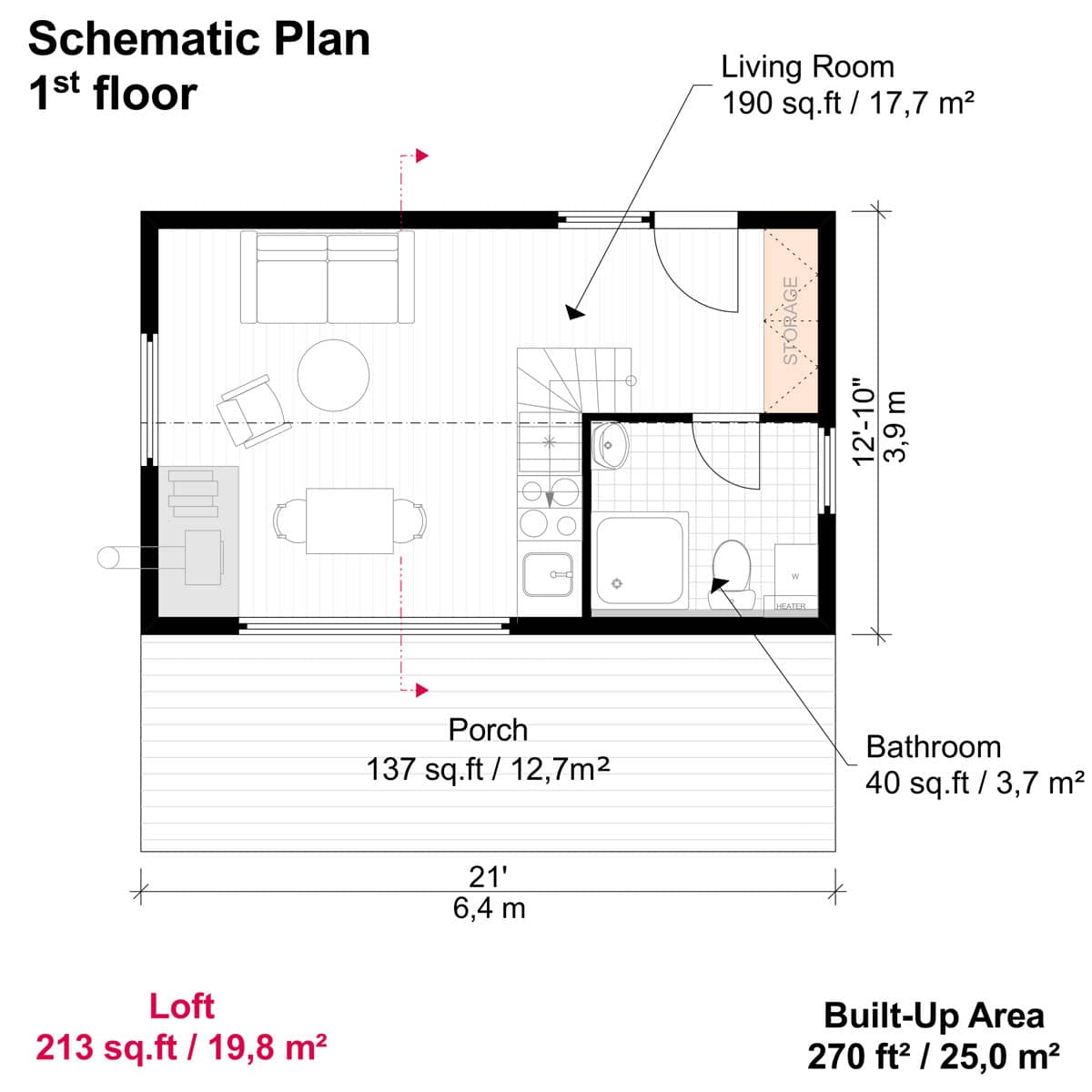 Small House Plans With Loft Bedroom Archimple | Cottage Floor Plans