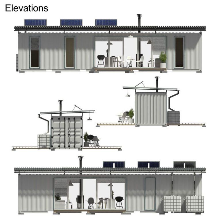 40ft Shipping Container House Floor Plans with 2 Bedrooms